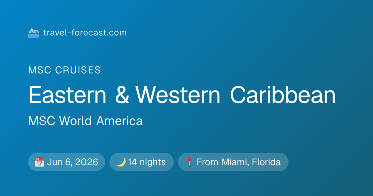 MSC World America Caribbean Cruise Weather — 14 Nights, Jun 2026